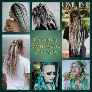 Dreadlock Extensions Full Set of Dreads Grey Medium Pastel Pink Long ...