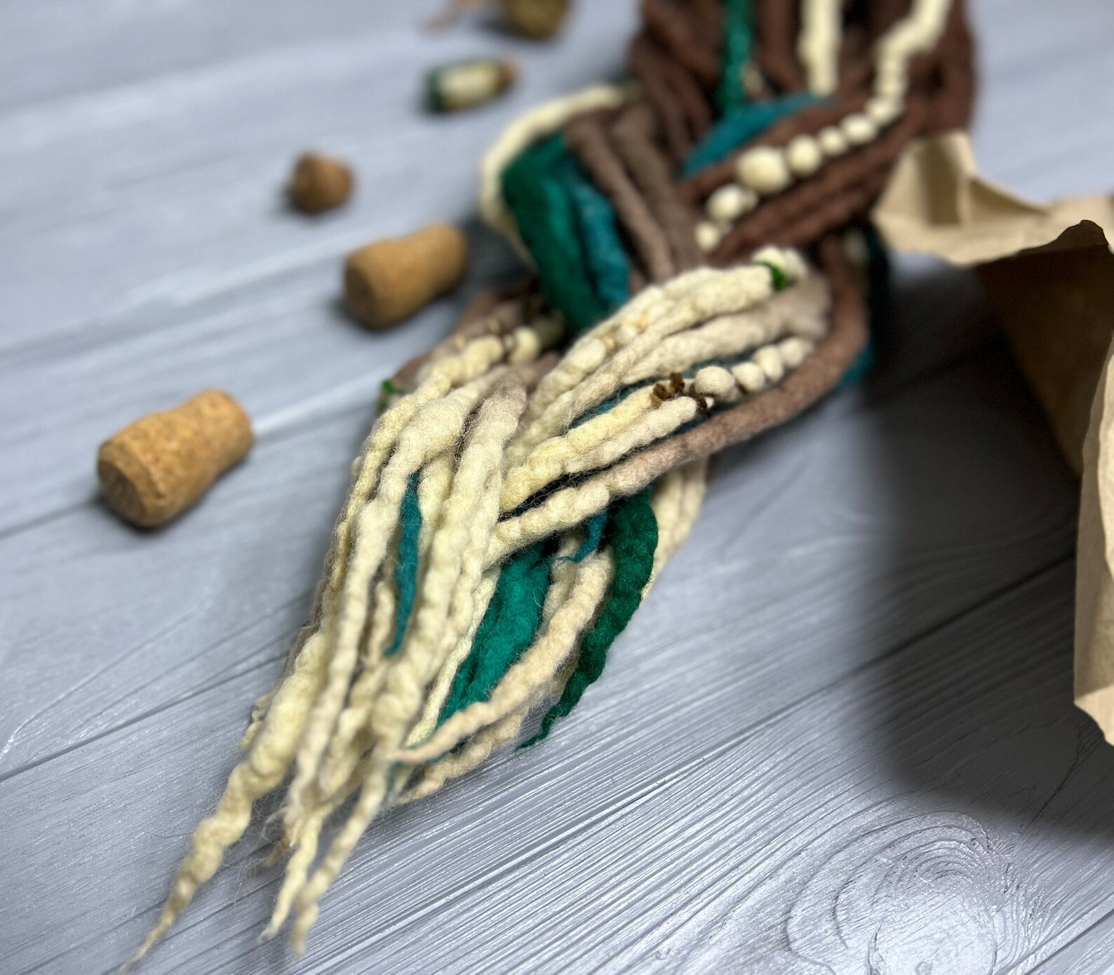Turquoise Mix Set of Wool Dreadlocks Hair Extensions Double Ended 20 ...