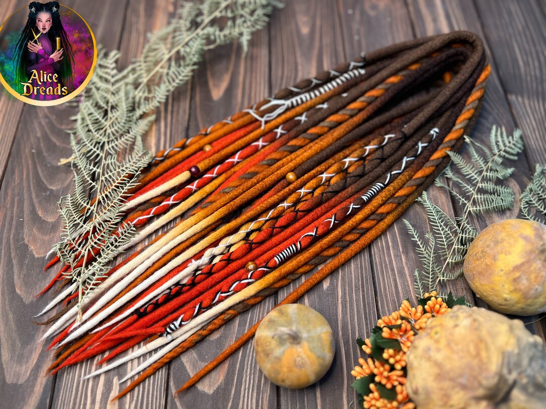 Set of Wool Dread Extensions autumn Fall Bohemian Dreads Halloween ...