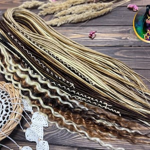 Curly Dreads Brown Blonde Dreadlock Extensions Double Ended Wavy Hair ...