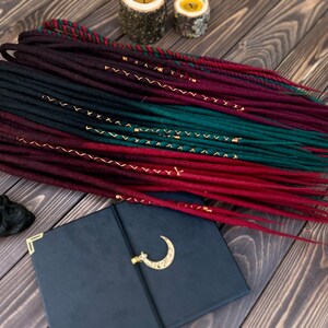 Double Ended Wool Dread Extensions Bohemian Dreads Dark Brown Emerald ...