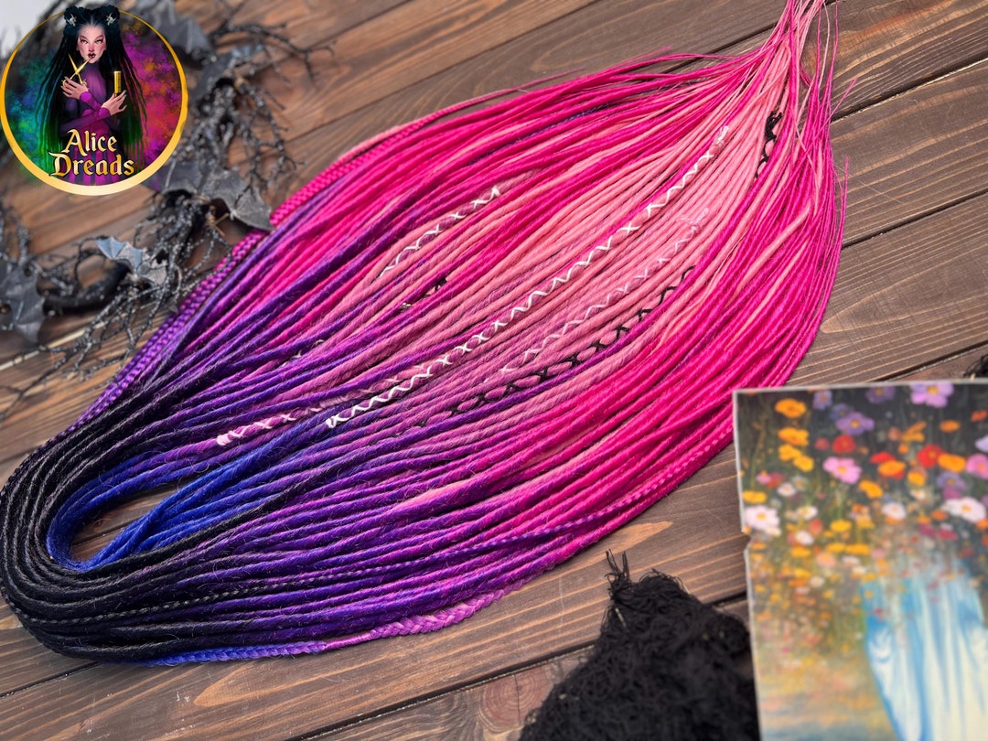 Synthetic Dreads Dreadlock Extensions Black Purple Pink Blue Fuchsia ...