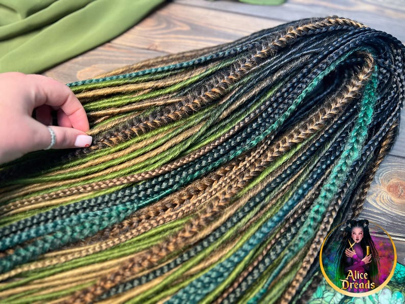 Ombre Synthetic Dreads: Bohemian Black to Olive Green, Emerald, Blonde ...