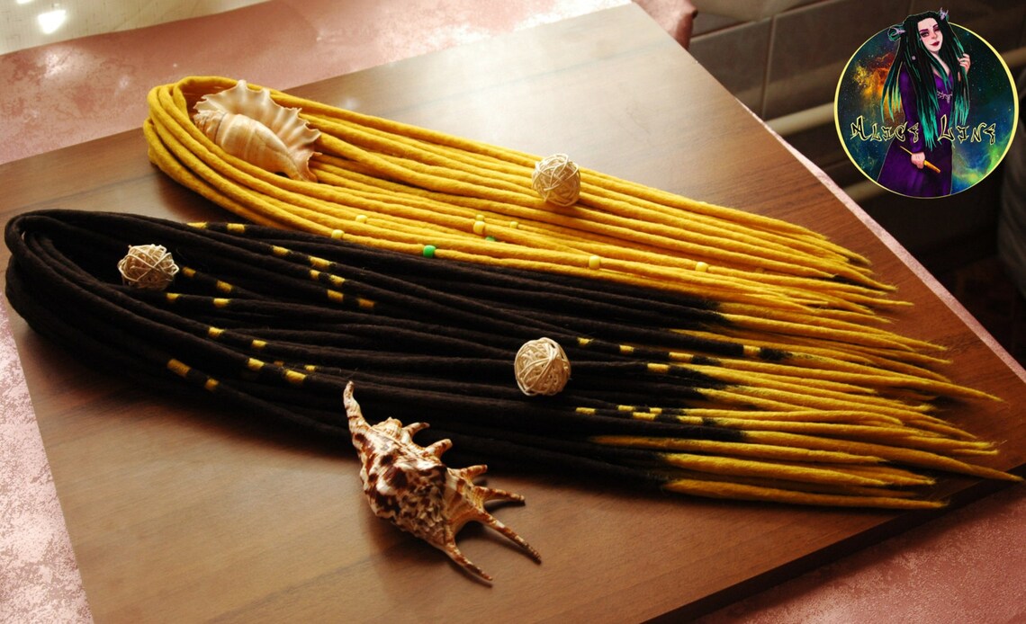Set of Wool Dreads Bumblebee black Yellow | Etsy