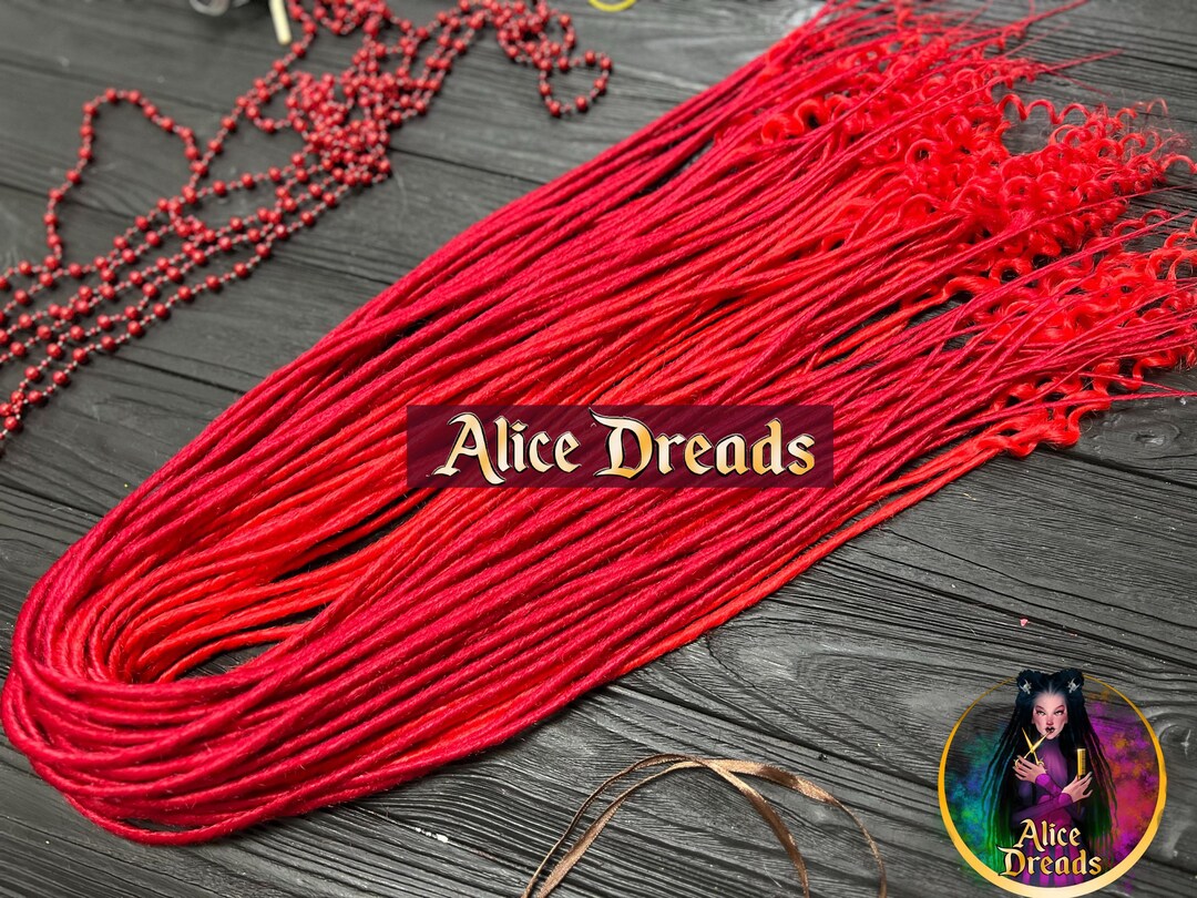 Bright Red Synthetic Dreads "rowan": Thin Hair Extensions With Curly ...