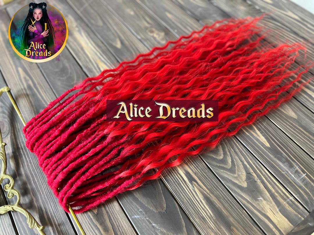 Curly Dark Red to Bright Red Dreads Wavy Synthetic Double or Single ...