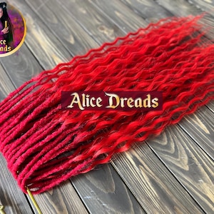 Curly Dark Red to Bright Red Dreads Wavy Synthetic Double or Single ...
