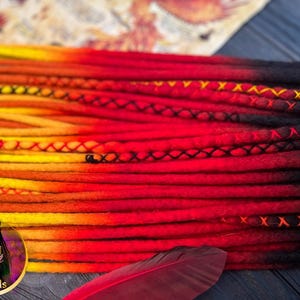 Wool Ombre Double Ended Dreadlocks DE Dreads “phoenix” Black Red Yellow ...