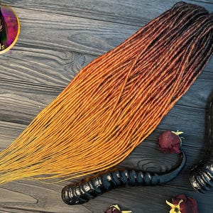 Set of Synthetic Dreads "fire" Black Ginger Auburn Ombre Double Single ...