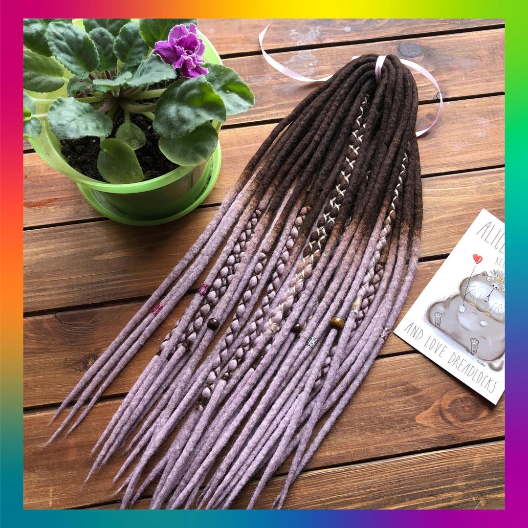 Dreadlock Extensions Wool Locks Set of DE Dreads Dark Brown to Powder ...