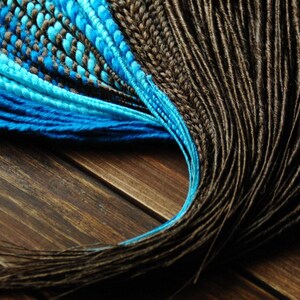 Blue Synthetic Dreads Full Head Set of Dreadlock Extensions Brown Cyan ...