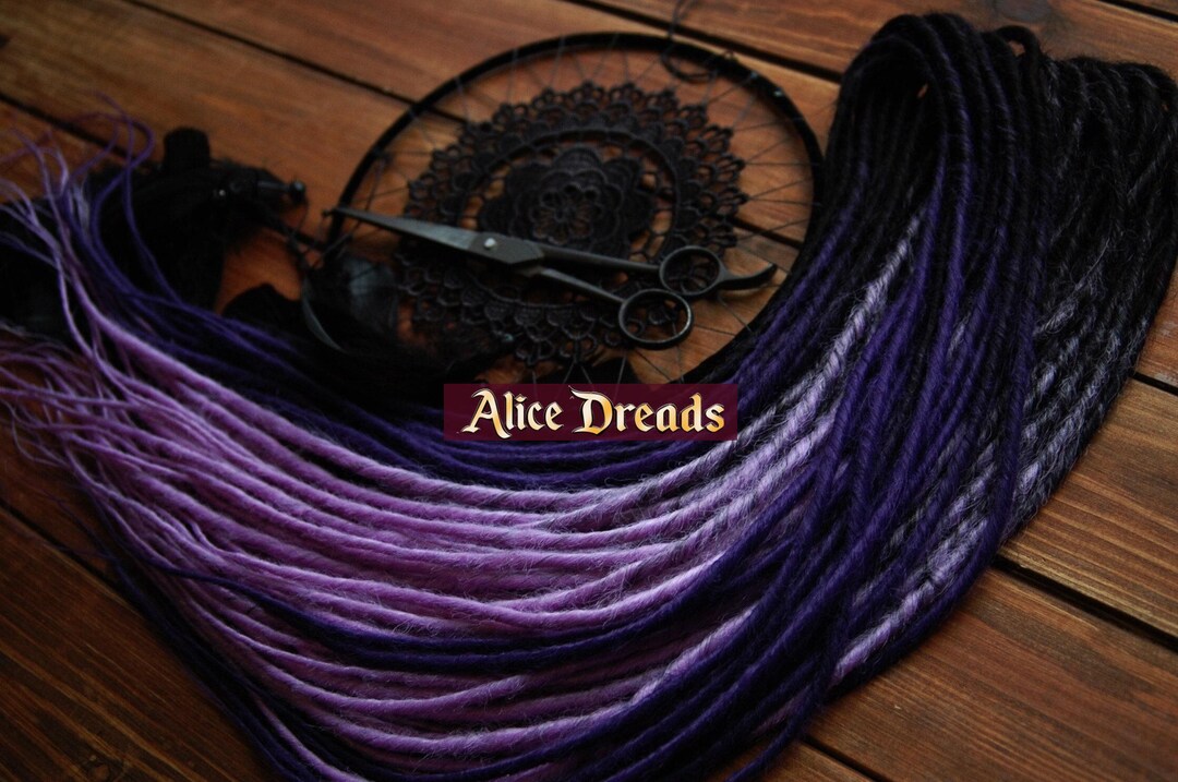 Full Set Dreadlock Extensions Hair Ombre DE Dreads Black Dark Purple ...