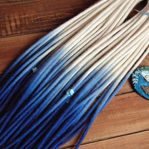 Festival Dreadlock Extensions Set of Wool DE Dreads Dark Blue Light ...