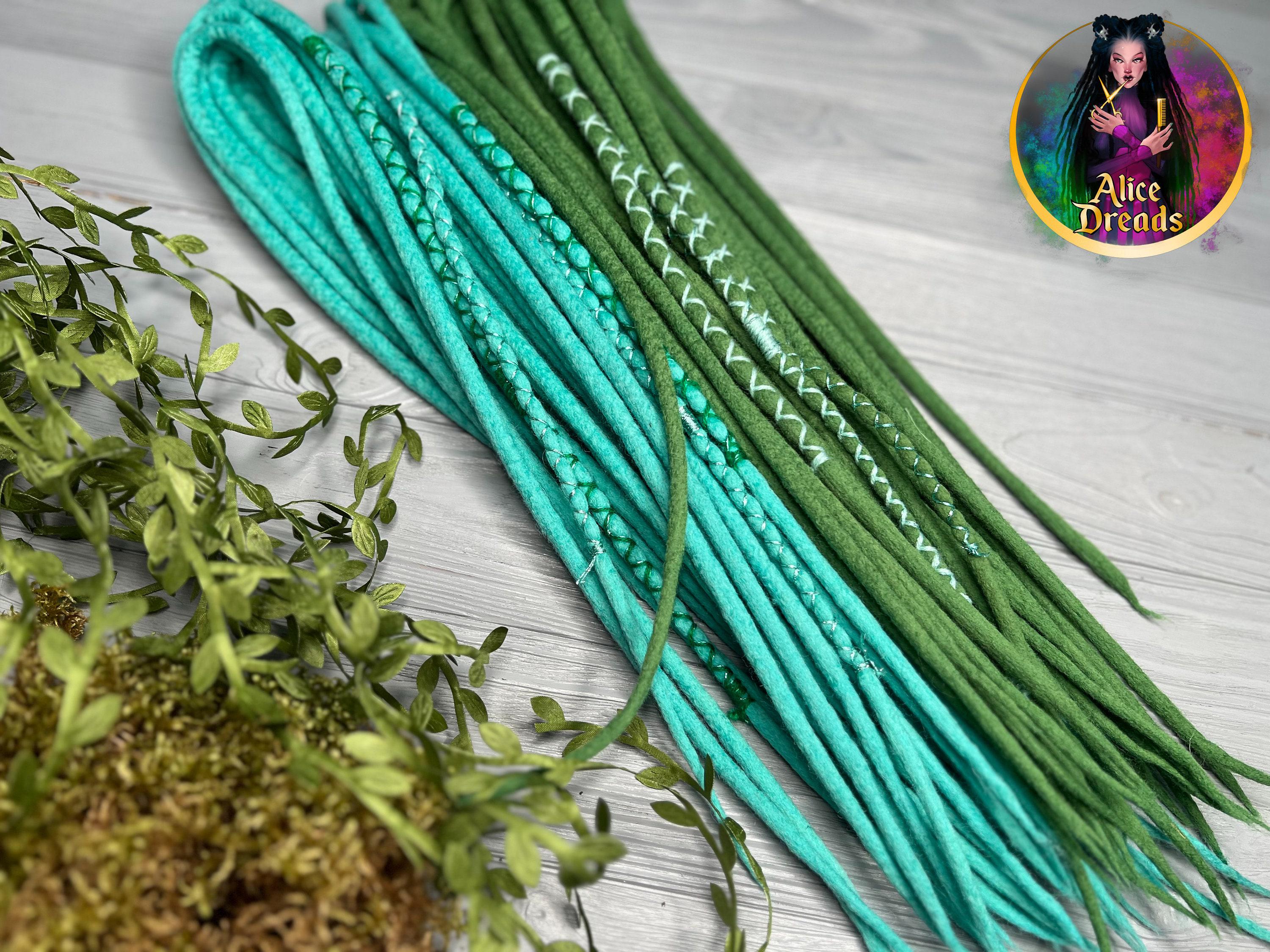 Wool Dreads Mint and Green Dreadlocks Hair Extensions - Fairy Halloween ...
