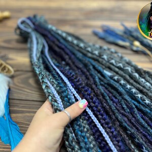 Crochet Dreadlock Extensions: Blue, Azure, Brown, Mint Synthetic Dreads ...