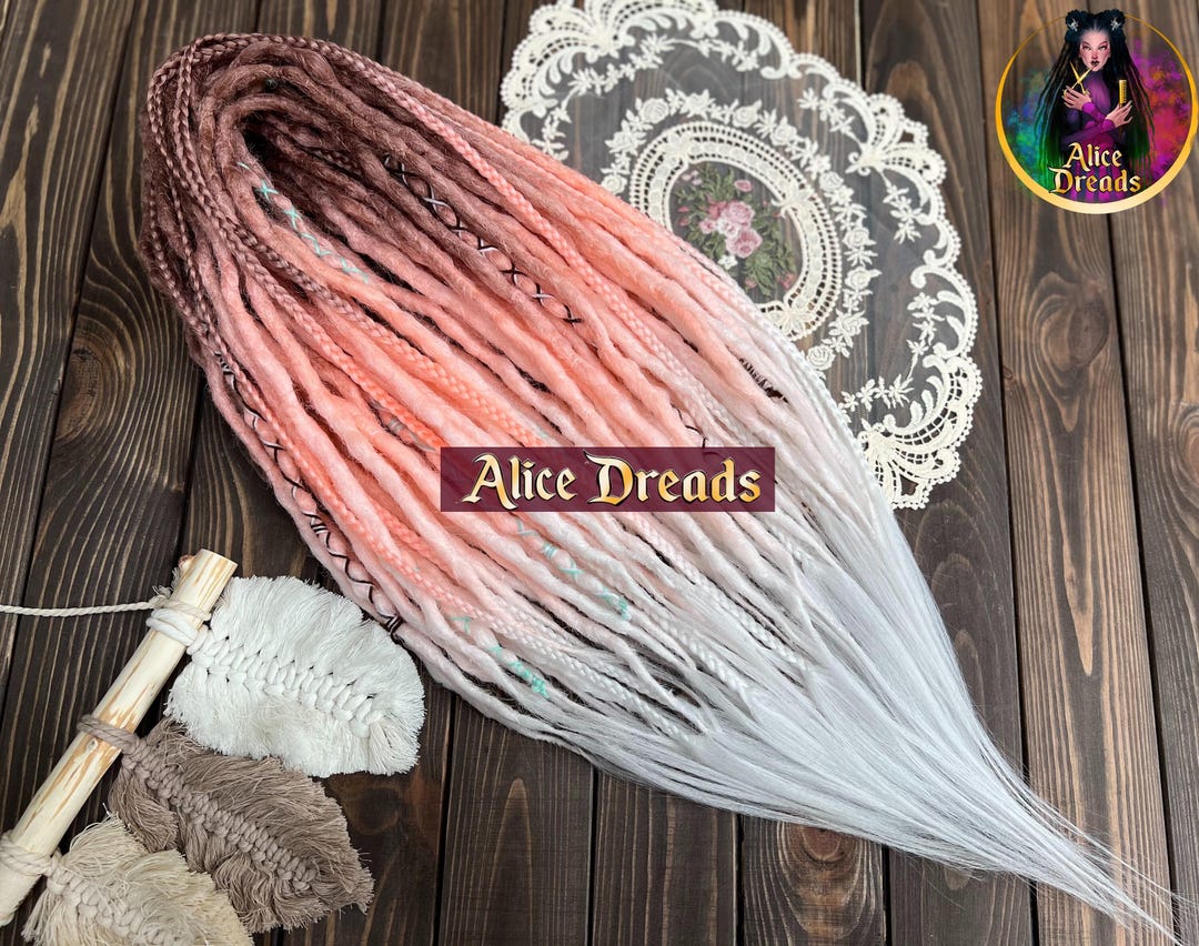 Full Set of Crochet Synthetic Dreads Brown to Peach to White With ...