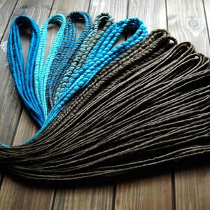 Blue Synthetic Dreads Full Head Set of Dreadlock Extensions Brown Cyan ...