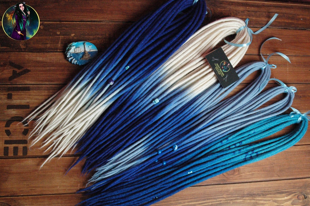 Dreadlock Extensions Set of Wool DE Dreads Dark Blue Light - Etsy