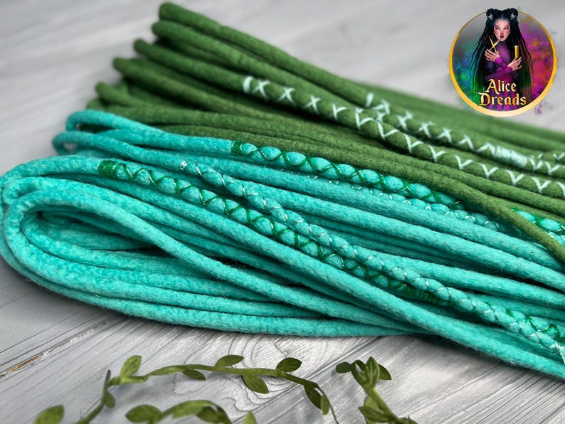 Wool Dreads Mint and Green Dreadlocks Hair Extensions - Fairy Halloween ...