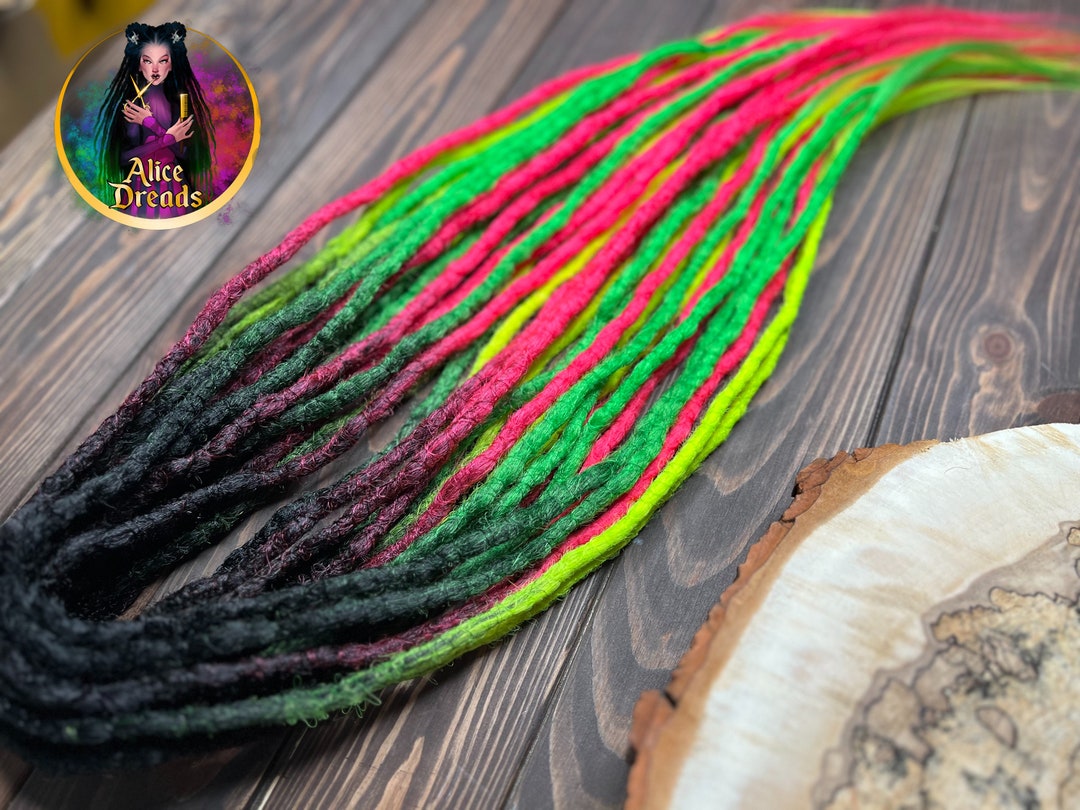 Crochet Synthetic Dreads Ombre party Black to Hot Pink, Neon Green ...