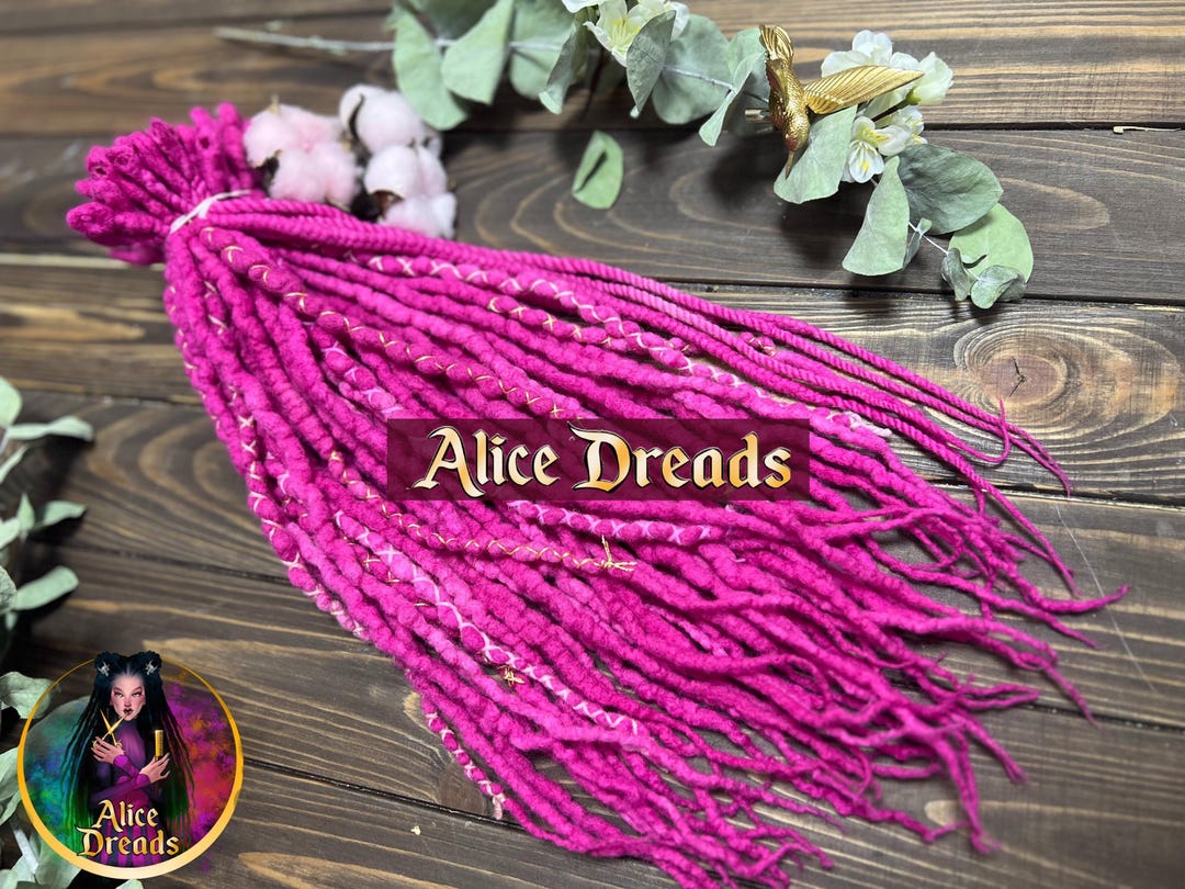 Curly Wool Ombre Double Single Ended Dreadlocks DE Dreads Hot Pink ...