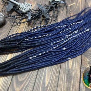 Thin Synthetic Dreads Black to Navy Blue Dreadlocks Hair Extensions ...