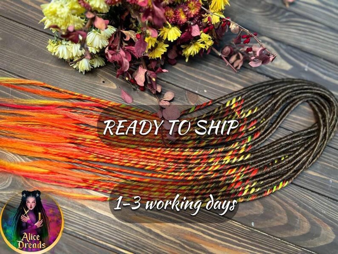 15 DE Autumn Tree Synthetic Dreads: Brown, Orange, Yellow, Red Double ...
