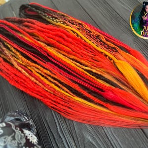 Dreadlock Extensions Set of Crochet Dreads "fire" Made Synthetic ...