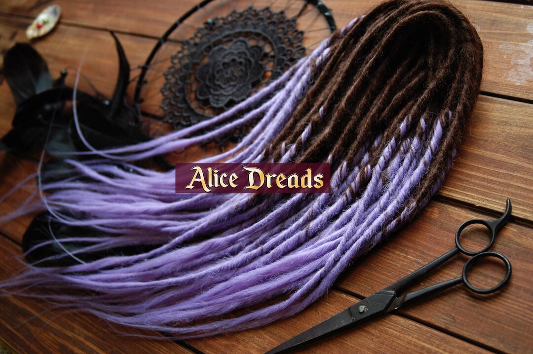 Lavender Dreads Set: Dark Brown, Light Purple Hair Extensions With ...