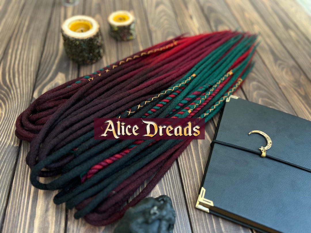 Double Ended Wool Dread Extensions Bohemian Dreads Dark Brown Emerald ...