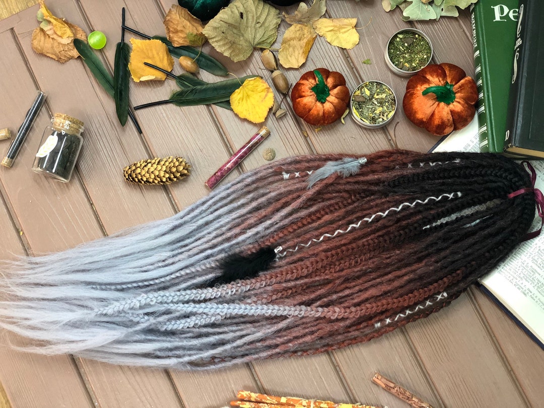 Dreadlock Extensions Set of Natural Look Synthetic Dreads Double Ended ...