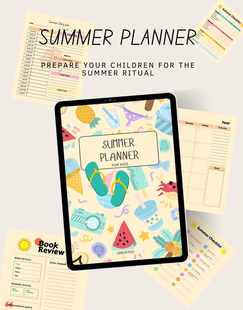 Printable Undated Children Summer Planner for Kids 50 Pages - Etsy