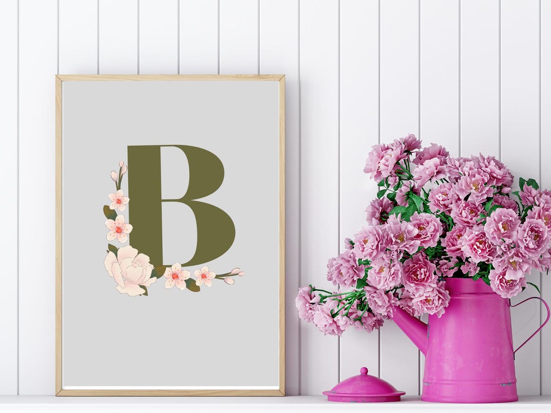 Boho Floral Letter B Print | Nursery Wall Art | Baby Shower Gift ...