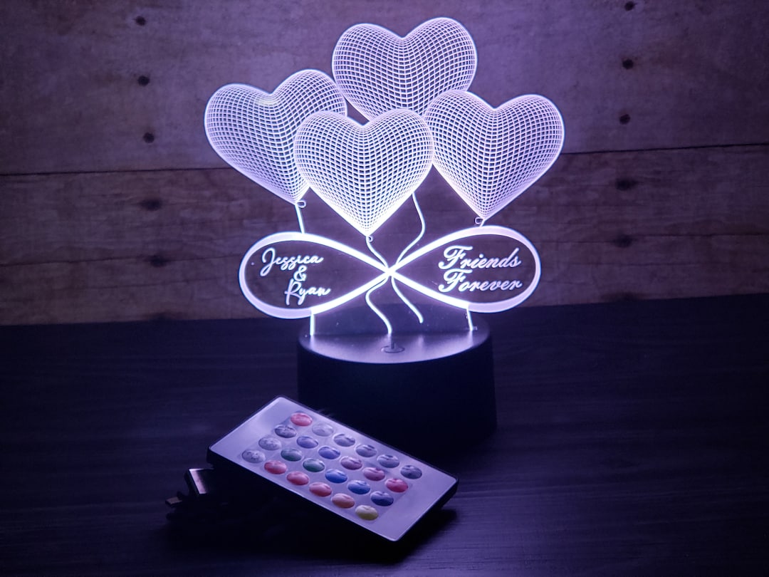 Custom Heart Balloon LED Lamp: Personalized Night Light Gift - Etsy