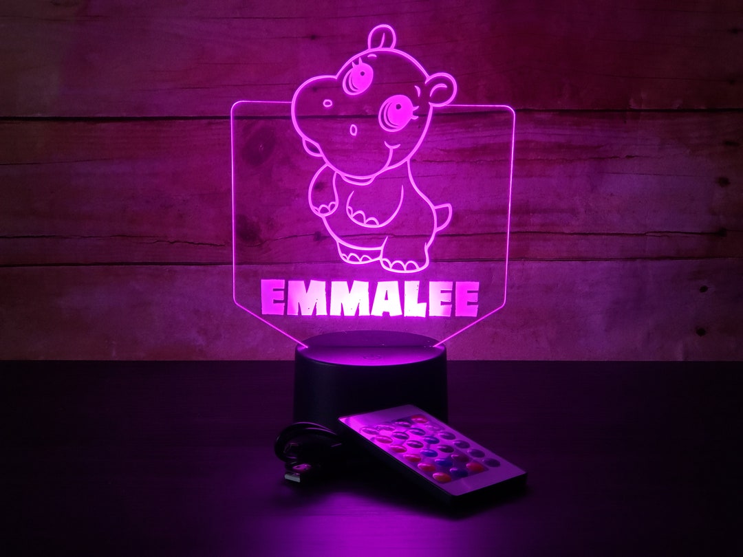 Personalized Hippo Night Light: 16-color LED Lamp - Etsy