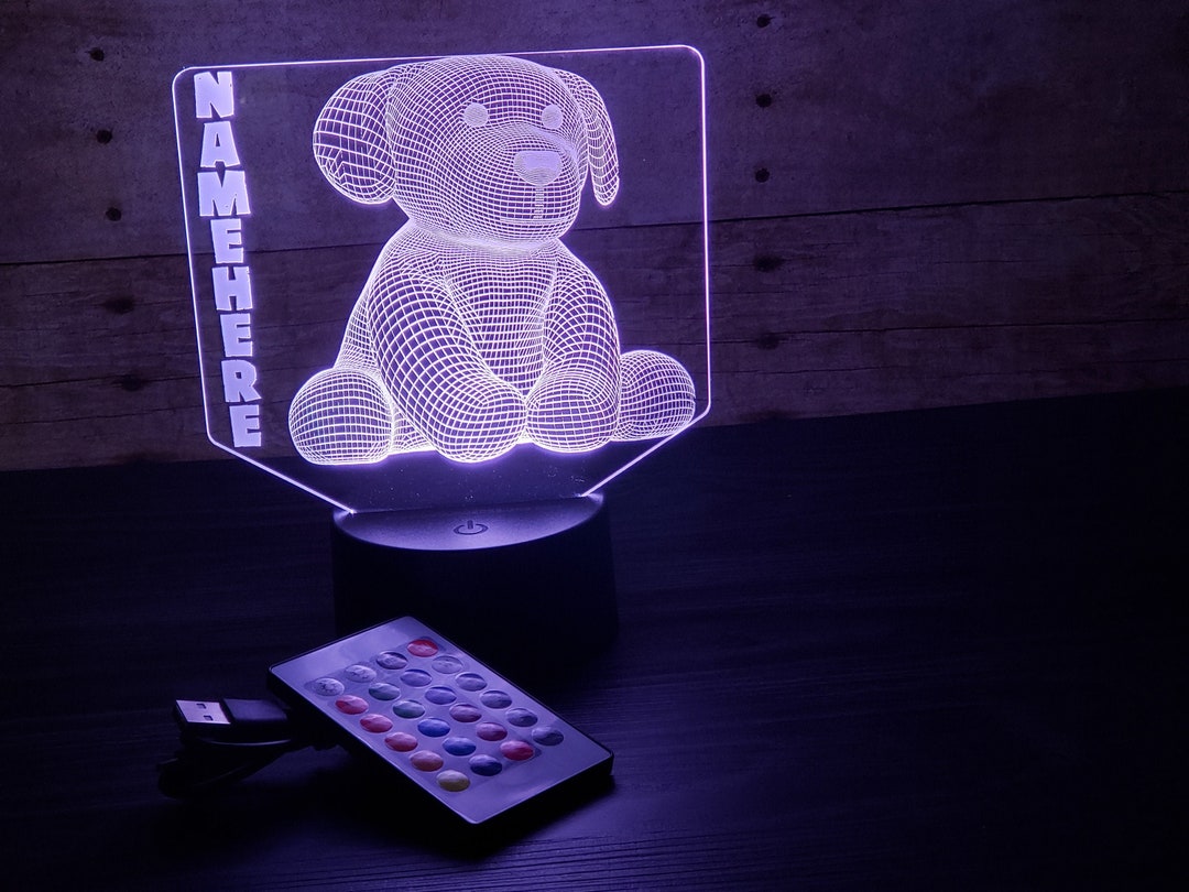 Personalized Puppy Dog LED Night Light: Etched Acrylic Nursery Lamp - Etsy