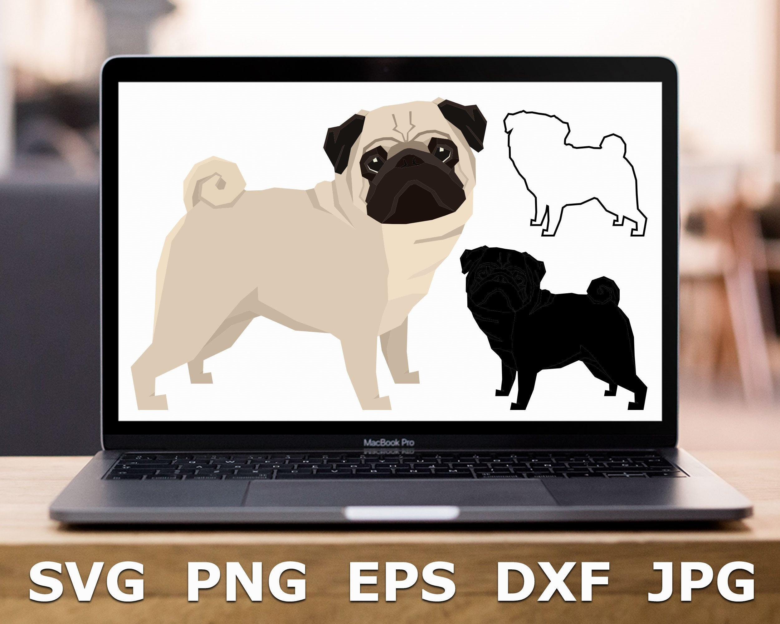 Stencils & Templates Cute Pug Dog SVG Image Upload File Pugs Life Puppy ...