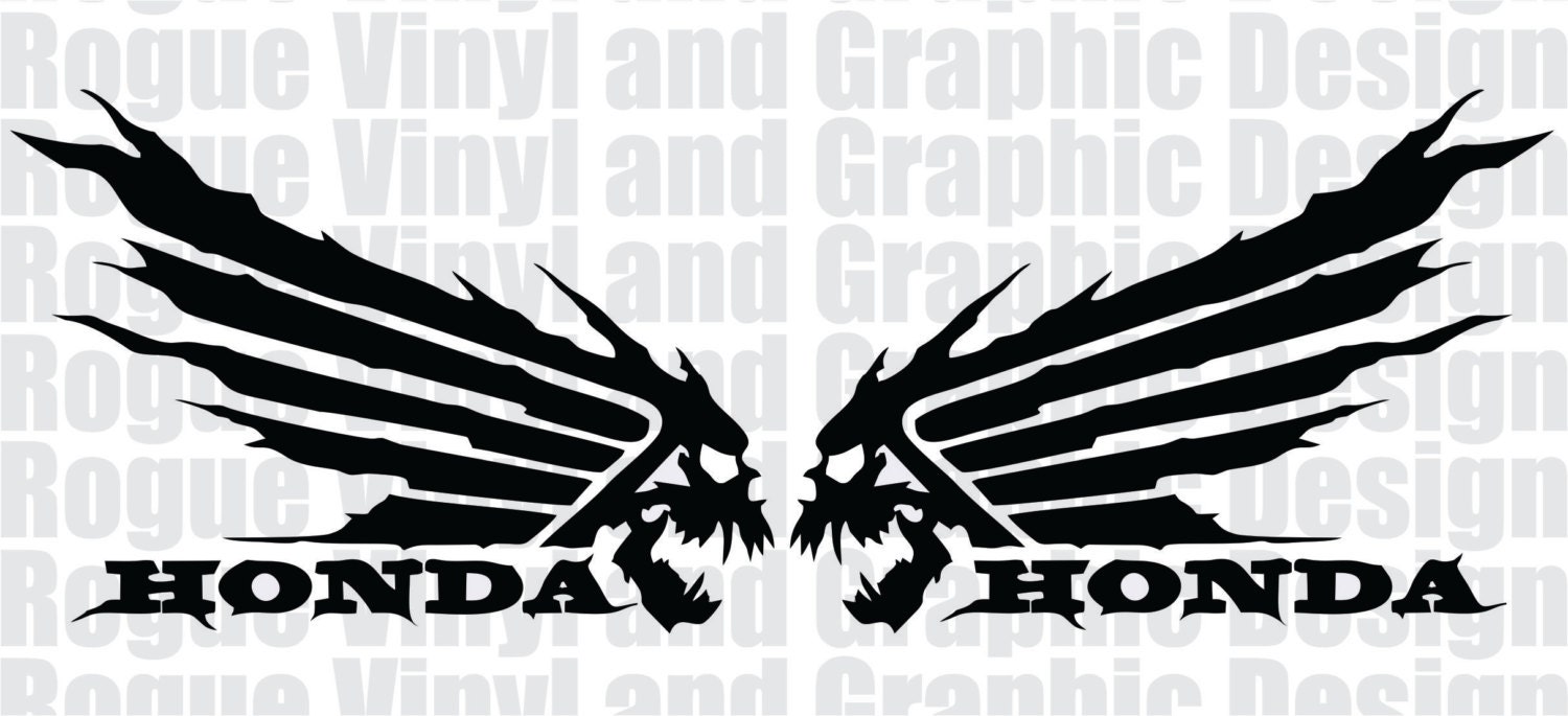 Honda Wings skulls Logo Decal / Sticker Pair | Etsy
