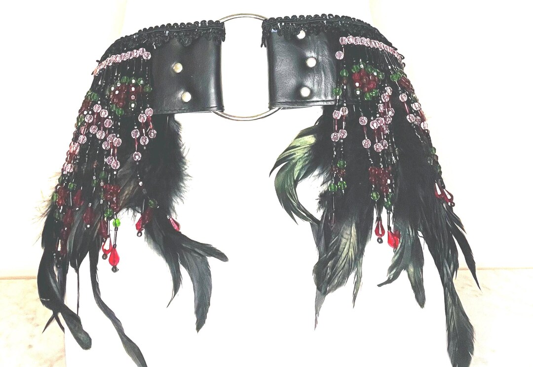 Feather Belt. Stretch Belt. Beaded Belt. Waist Belt - Etsy