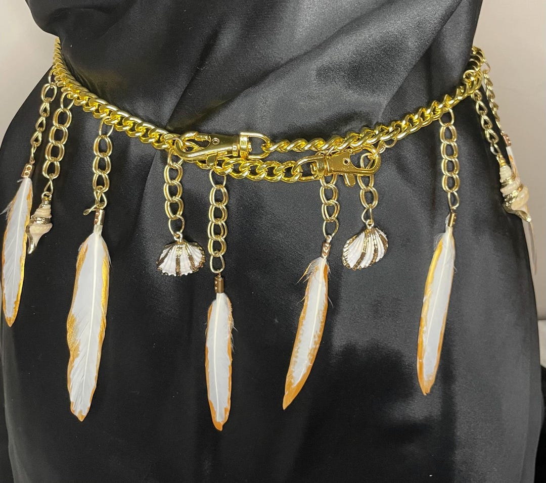 Shell Belt . Chain Belt . Feather Belt. Hip Belt. Waist Belt - Etsy