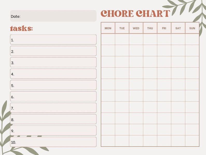Printable Chore Chart | Editable Weekly Chore Chart for Kids & Families ...