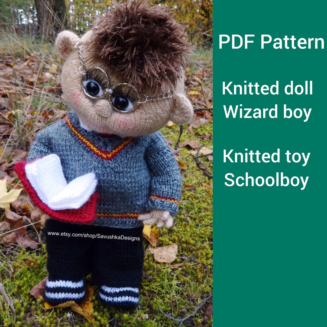 Wizard Boy Doll Knitting Pattern: School Uniform, Amigurumi Toy (PDF ...