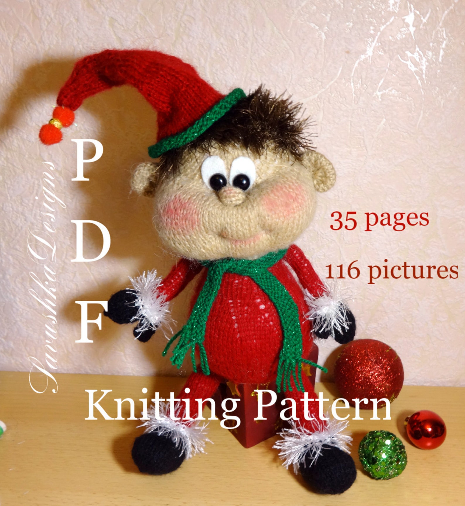 Christmas Amigurumi Elf PDF Pattern Knitted Festive Stuffed Toy Knit ...