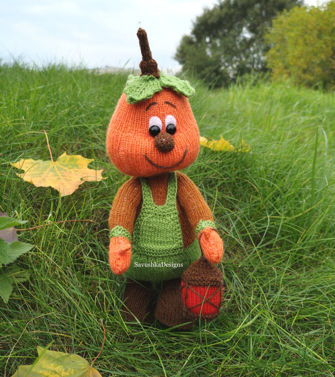 Pumpkin Doll Pattern Mr. Pumpkin With a Lantern Halloween Knitting ...