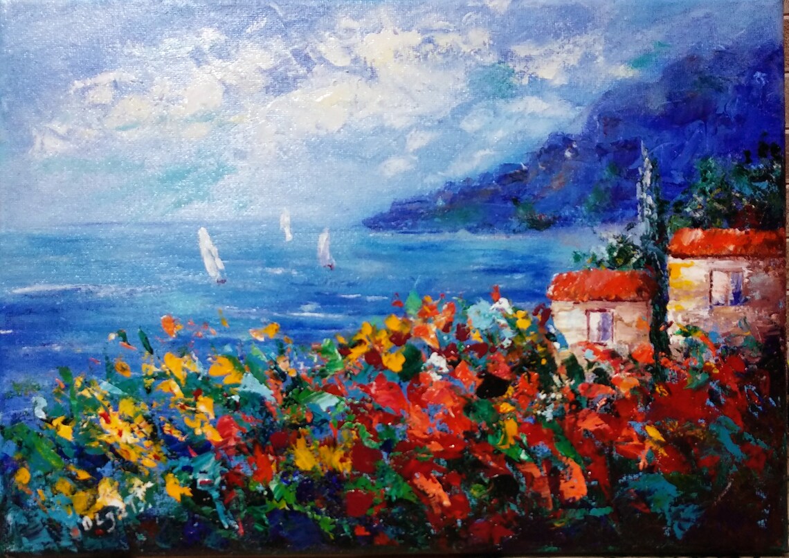Italy Landscape Art Decor Modern Sea Abstract Art Wonderful Italy Wall ...