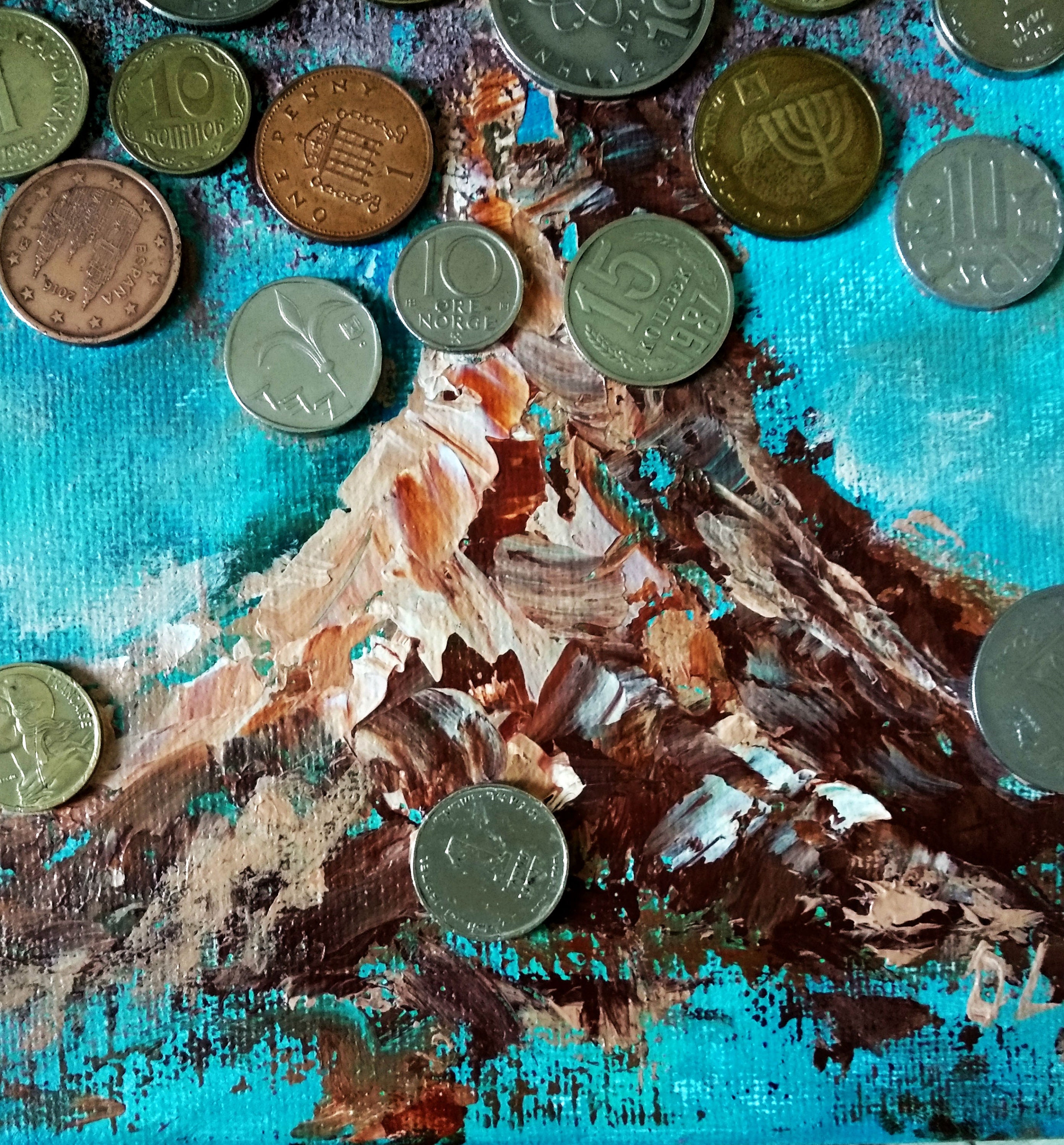 Original Artwork Money Tree Modern Art Canvas Wall Art Money Gift for ...