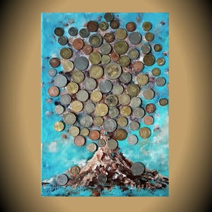 Original Artwork Money Tree Modern Art Canvas Wall Art Money Gift for ...