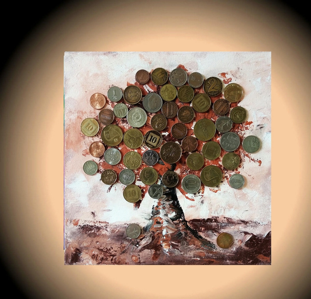 Unique Money Tree Painting Original Abstract Steampunk Handmade Artwork ...