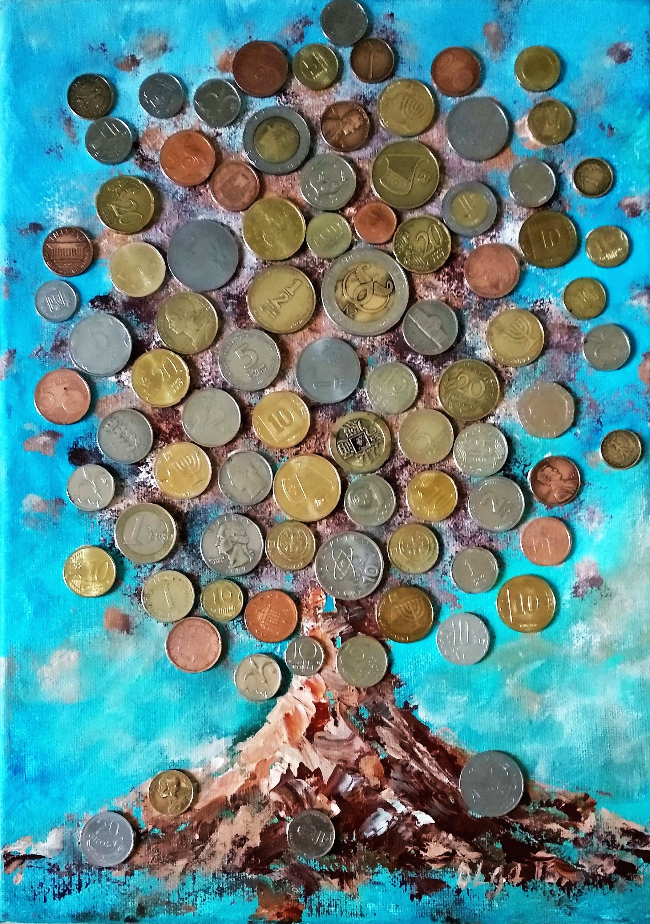 Original Artwork Money Tree Modern Art Canvas Wall Art Money Gift for ...