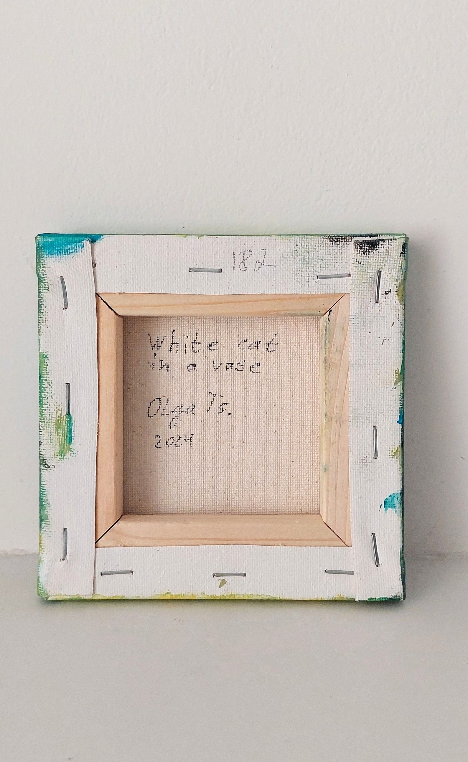 White Cat Painting Original Pet Art on Tiny 5 by 5 Canvas Kitty ...